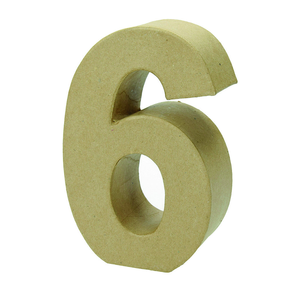 Zahl 6 - PappArt - H 17,5 x B 11,2 x T 5,5 cm